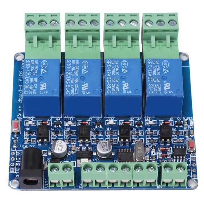 Relais DC 12V 1 carte de module de relais 4 canaux STM8S103F3 Microcontrleur Communication RS485 ...