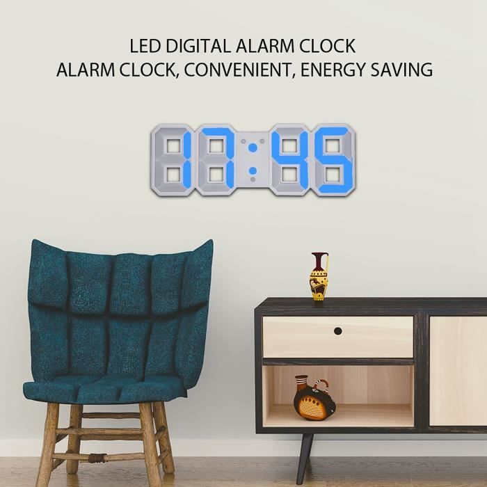 TMISHION réveil 3D Multi-fonction grande horloge murale numérique LED 3D alarme Snooze fonction ...