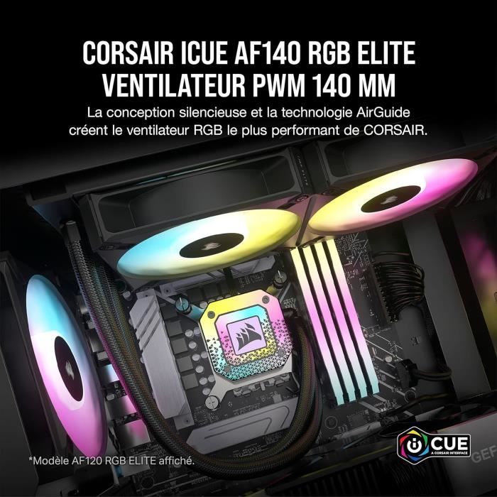 Icue Af140 Rgb Elite 140Mm Pwm Kit De Trois Ventilateurs - Huit Led Rgb ...