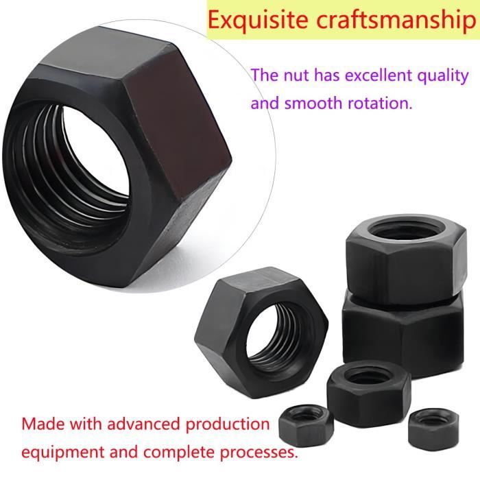 10 Pièces Écrous Hexagonaux M16, Les Écrous, Noir Écrous Hexagonaux ...