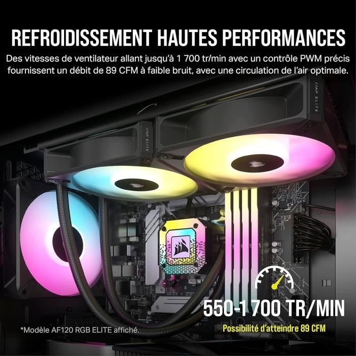 Icue Af140 Rgb Elite 140Mm Pwm Kit De Trois Ventilateurs - Huit Led Rgb ...