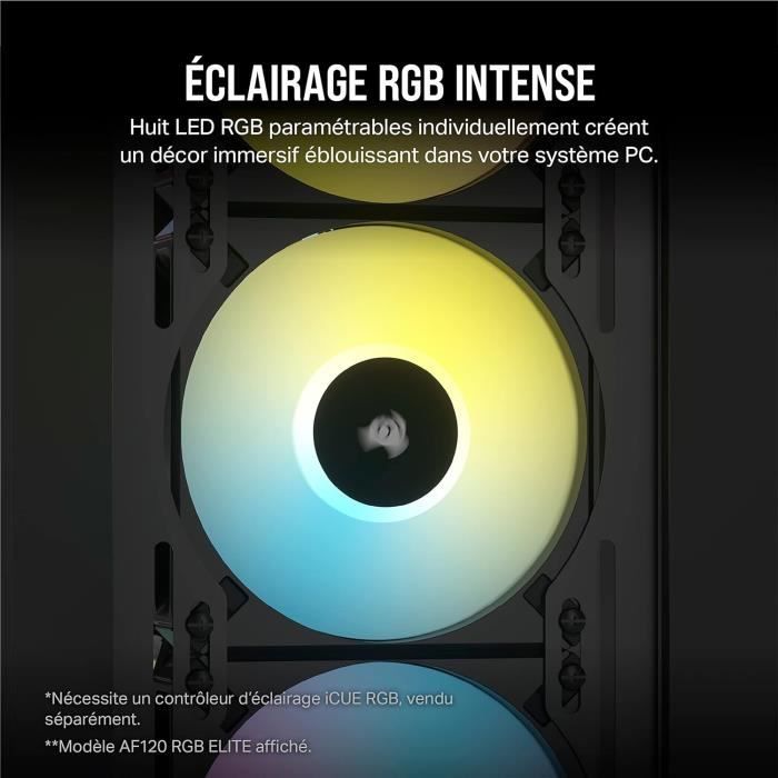 Icue Af140 Rgb Elite 140Mm Pwm Kit De Trois Ventilateurs - Huit Led Rgb ...