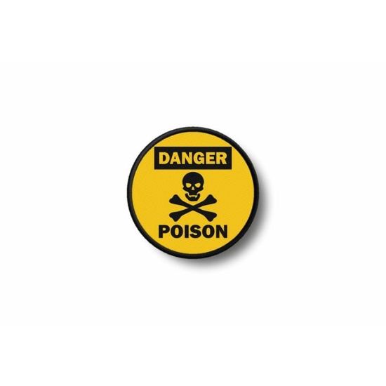 Patch badge ecusson brode imprime thermocollant danger poison tete de ...