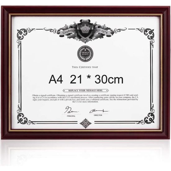Cadre Diplome A4 Mural Bois Photo Format Certificat Documents Sous ...