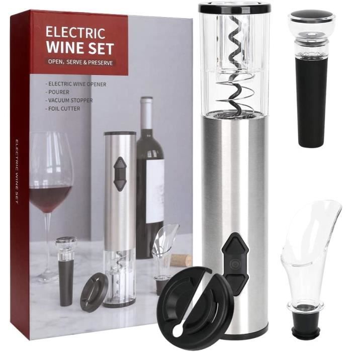 Ensemble d'ouvre-vin électrique 4 en 1, ouvre-bouteille de vin à tire ...