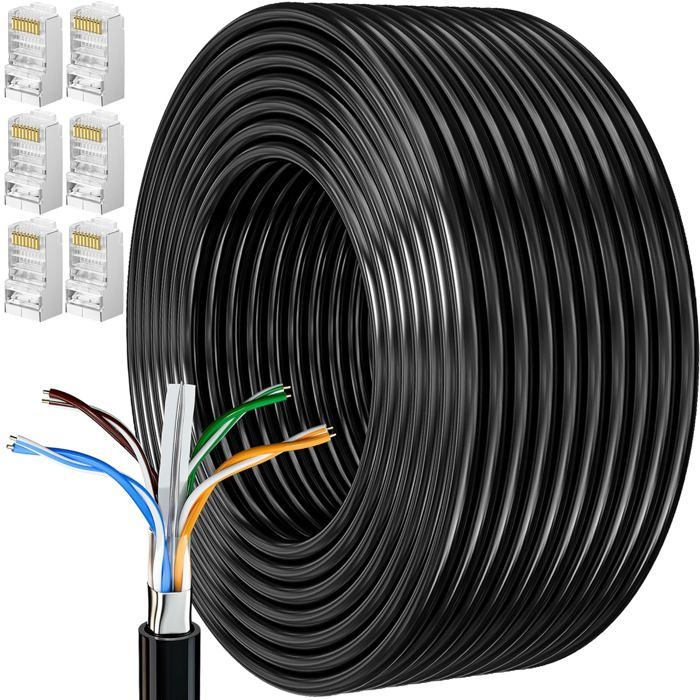 Cable Ethernet 30M Cat 6, Bobine Cable Rj45 Blindé Gigabit Câble Réseau ...