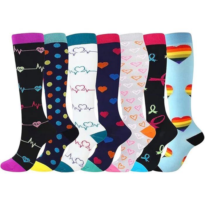 Chaussettes de compression pour femmes et hommes, 7 paires de bas de ...