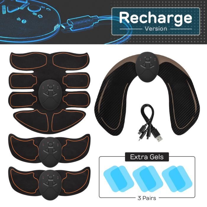 Charge-8Pack-Suit-B-Ceinture abdominale électrique Ems avec batterie-Recharge, Stimulation ...