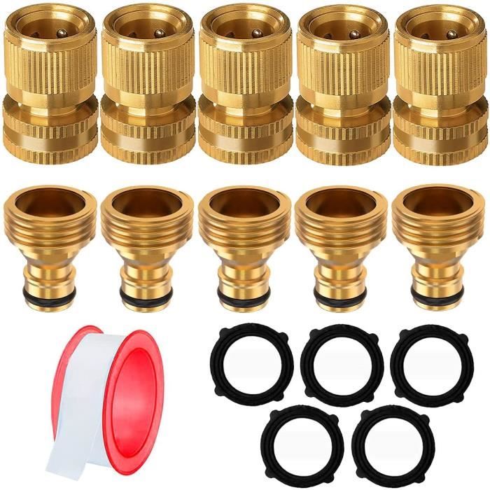 Raccords Rapides pour Tuyau d'arrosage, Laiton Massif 3-4 Pouces Filetage GHT en Laiton à ...