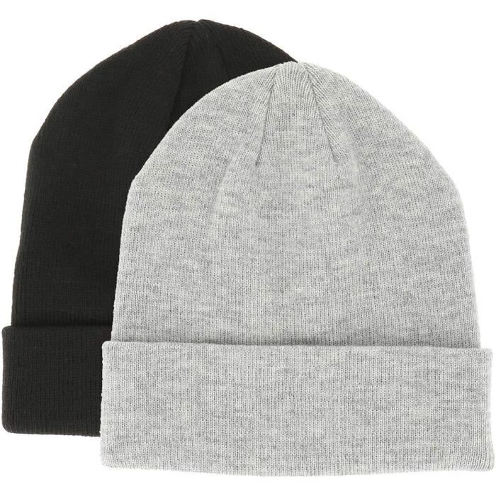 Bonnet Homme Ou Femme Uni - Bonnet Hiver Basic En Maille Sans Pompon ...