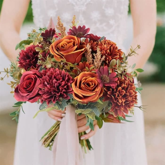 5 Paquets De Fleurs Artificielles D'Automne Roses Bouquets Soie Avec ...