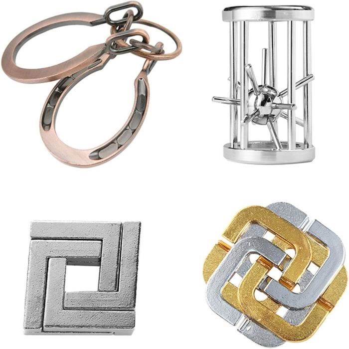 4 Pièces Casse Tete Metallique, Jeux Casse Tête Metal, Métallique Wire ...