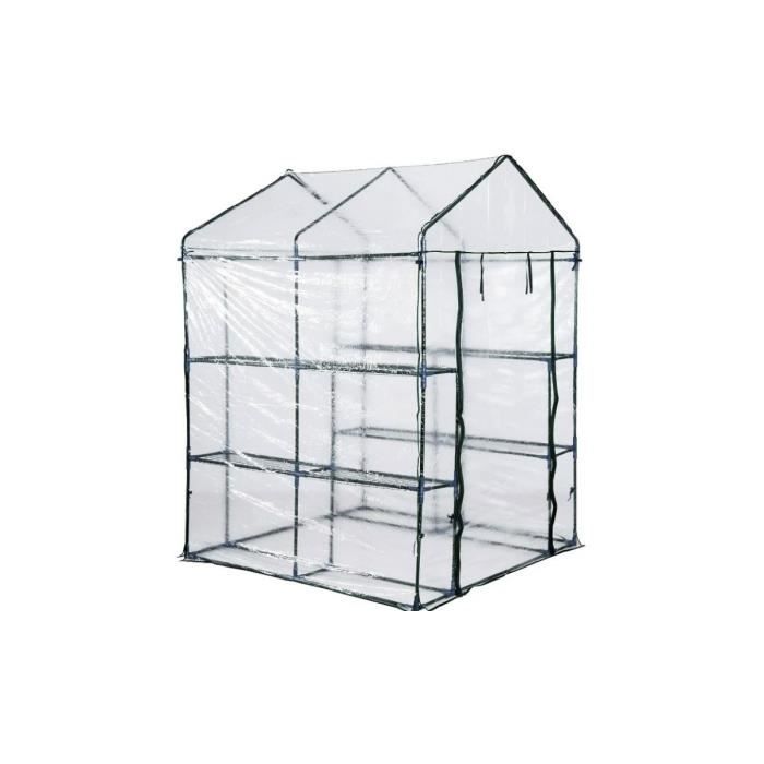 Serre de jardin - BRIXO - 143 x 143 x H195cm - Bache serre PVC - Cadre ...