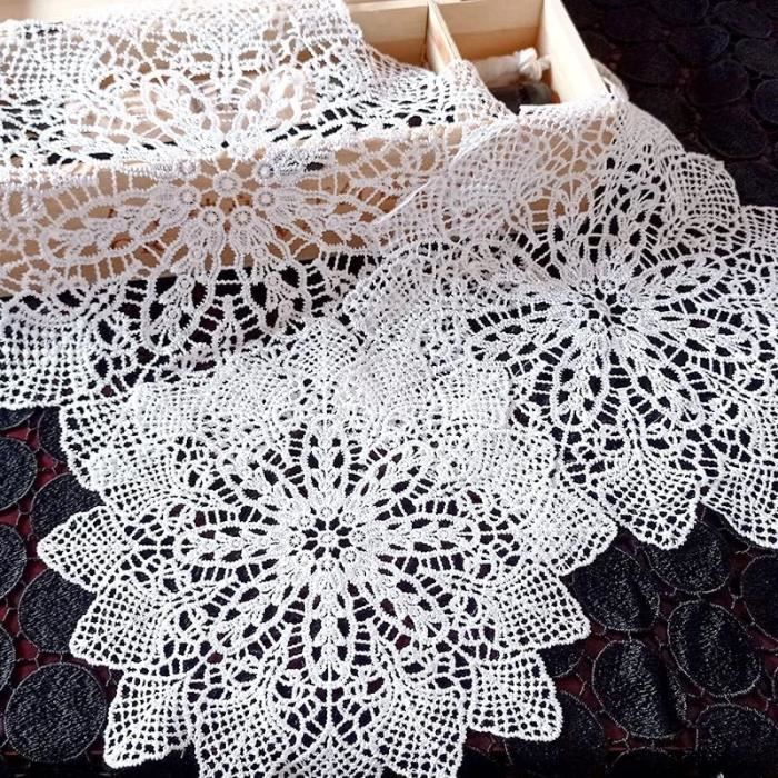 Lot De 4 Chemins De Table Ronds En Dentelle Brodés Faits À La Main - En ...
