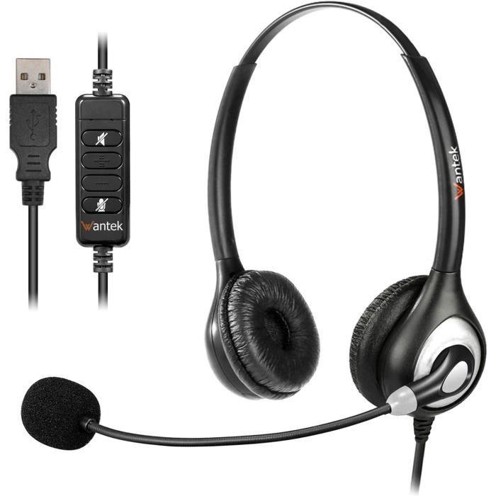 Casque Usb Avec Micro Anti-Bruit, Casques Pc Filaire Stéréo Pour ...
