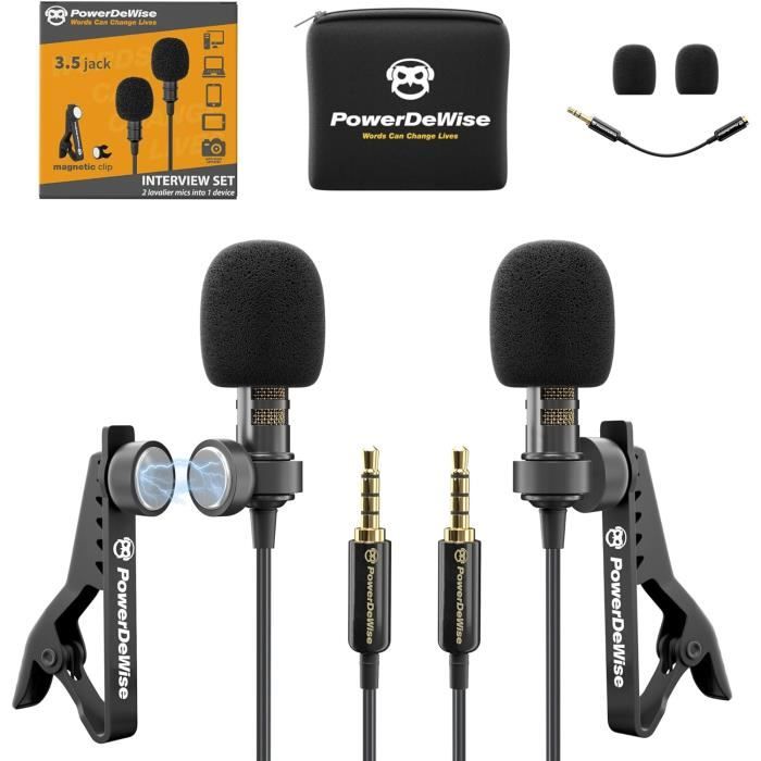Lot De 2 Microphones Lavalier De Qualité Professionnelle Pour Double ...
