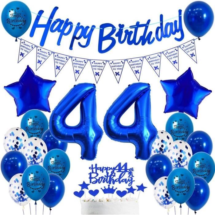 44 Ans Anniversaire Homme Bleu Marine, 44 Ans Anniversaire Décoration ...