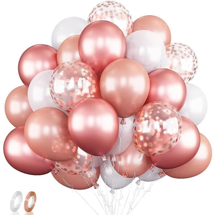 70 Pièces Ballon Rose Gold Anniversaire, Ballon Blanc Ballon, Ballons ...