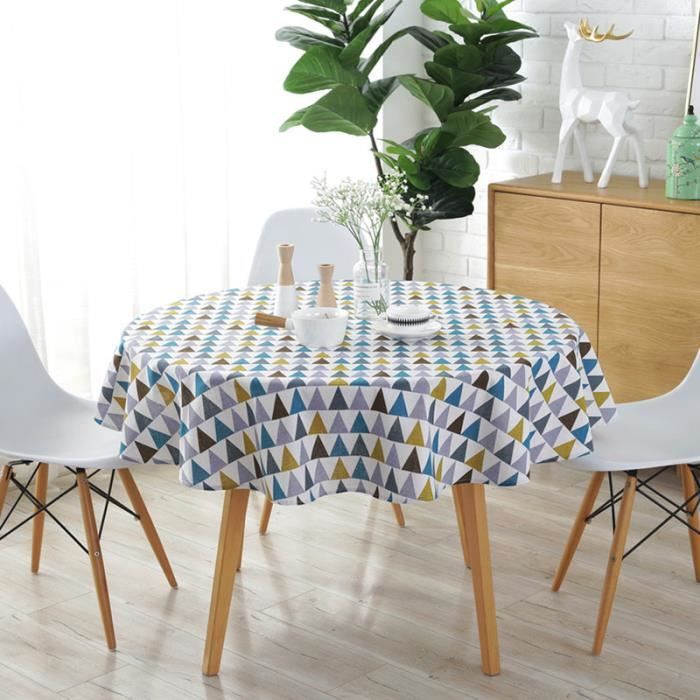 150CM Nappe de Table Ronde Colorée Tissu Nordique Polyester Coton Linge ...
