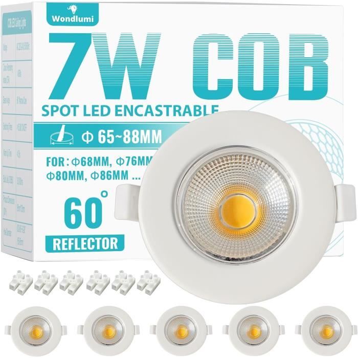 6X Spots Encastrés Plafond Led 7W Cob Pour Plafond 240V 600Lm Extra ...