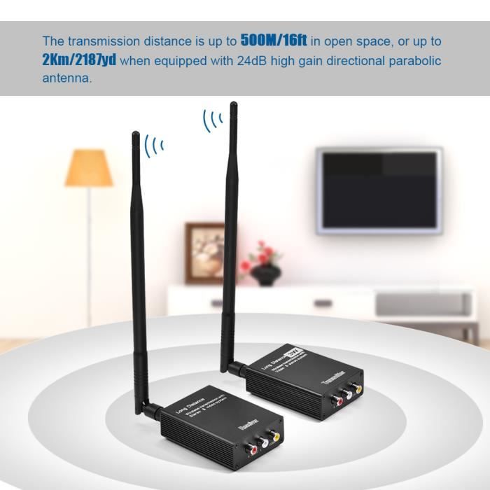 Émetteur-récepteur sans fil Transmetteur et récepteur Audio-vidéo AV sans fil 2.4GHz, adaptateur ...