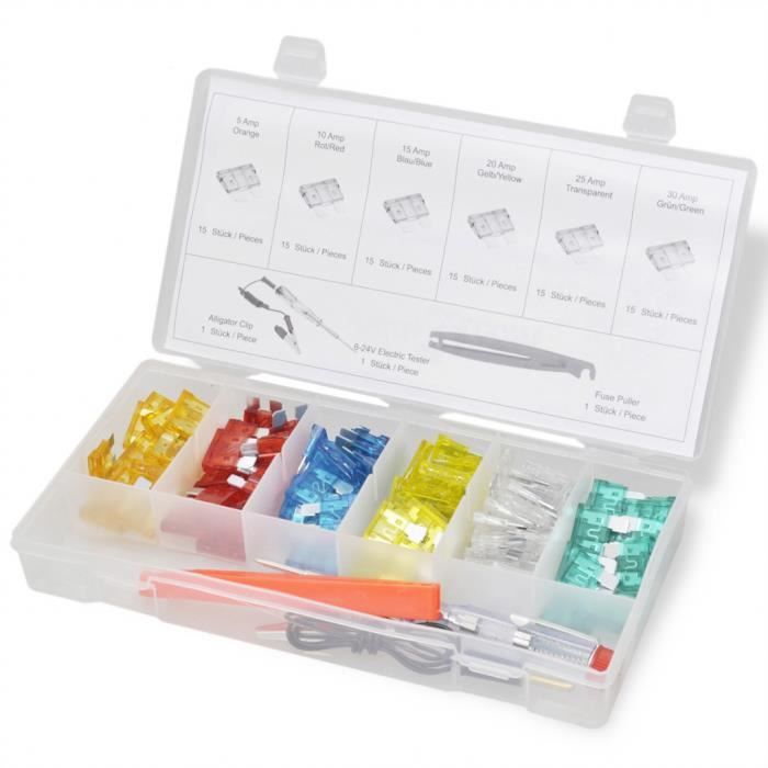 93 Pcs Fusible à Lame Assortiment Kit Voiture Camion Moto Cdiscount Auto