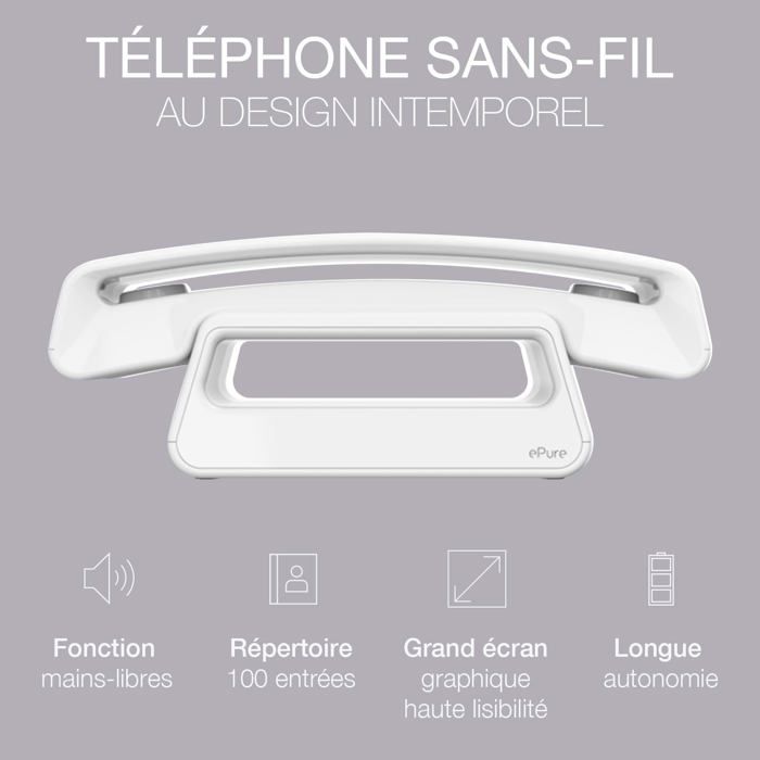 Téléphone Fixe Sans Fil - Alcatel - ePure Iconic - Design Vintage ...