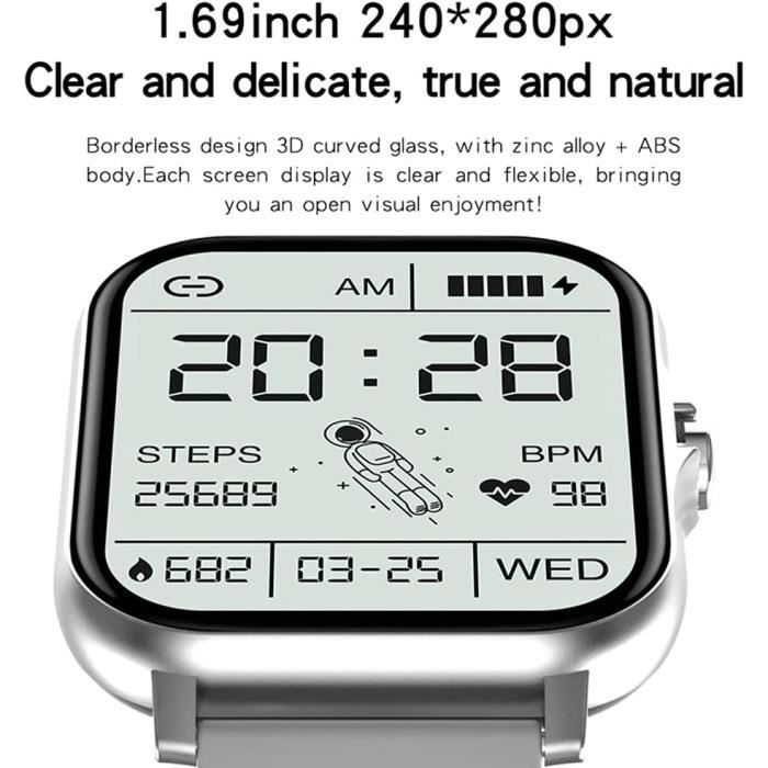 Gt20 Ultra-Mince Smart Watch 1,69 Pouce Écran Carré Bluetooth Call ...