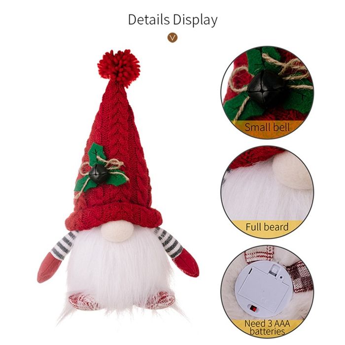 Ornement de NoëL Bonnet en Tricot Illuminé Rudolph PoupéE PoupéE Gnome ...