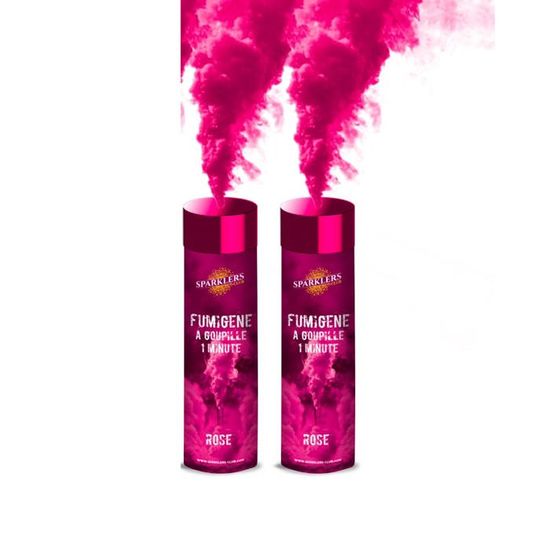Fumigène a Main 1 MINUTE couleurRose, Lot de 2, Déclenchement à ...