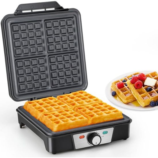Gaufrier, Machine À Gaufre Pour 4 Gaufres, 1200W Chaleur Rapide Et ...