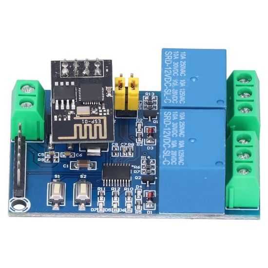Module de relais WiFi double canal - HURRISE - ESP8266 - 10A 250V AC - Contrôle sans fil - Smart ...