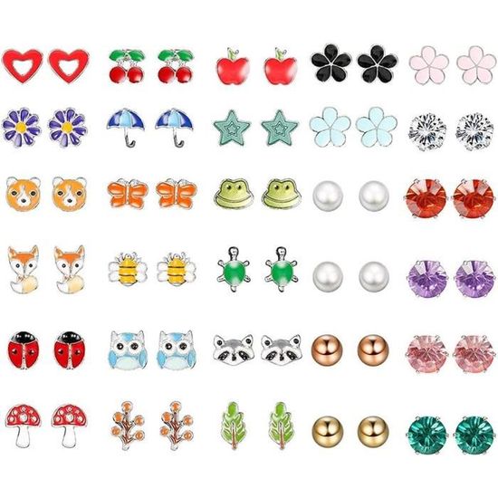 AAMATA 30 Paires Boucles d'Oreilles Filles Femmes Enfants Boucles d ...