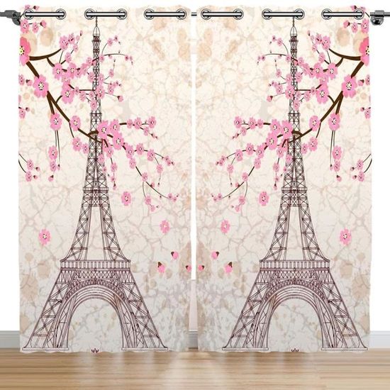 160 x 110 cm Romantique Paris France Tour Eiffel Rose Fleurs de ...