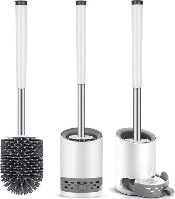 Brosse WC, ensemble de brosse WC avec support, support mural et brosse WC à long manche.-MCJ ...