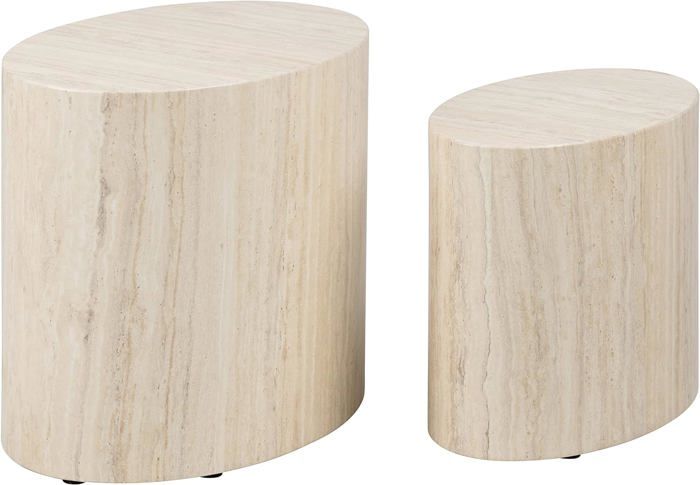 Rico Lot De 2 Tables Basses, Aspect Travertine, Peu Encombrantes, Pour ...