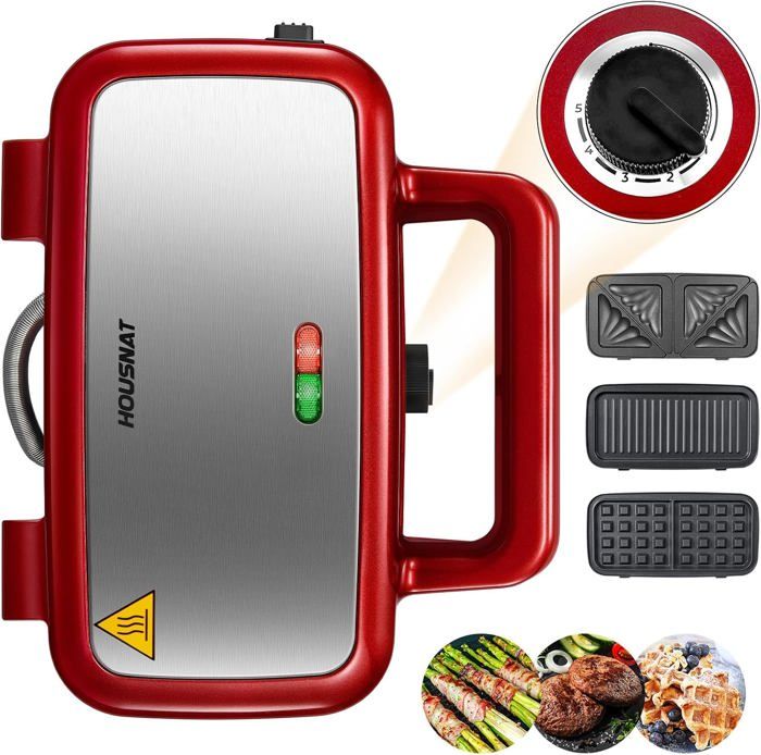 Gaufrier 3 In 1, Appareil À Croque Monsieur Avec Contrôle De ...