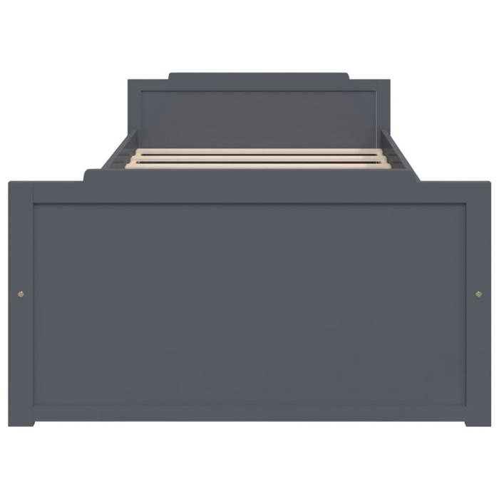 Lit 1 place - Cadre de lit adulte, sans matelas, gris foncé bois pin ...