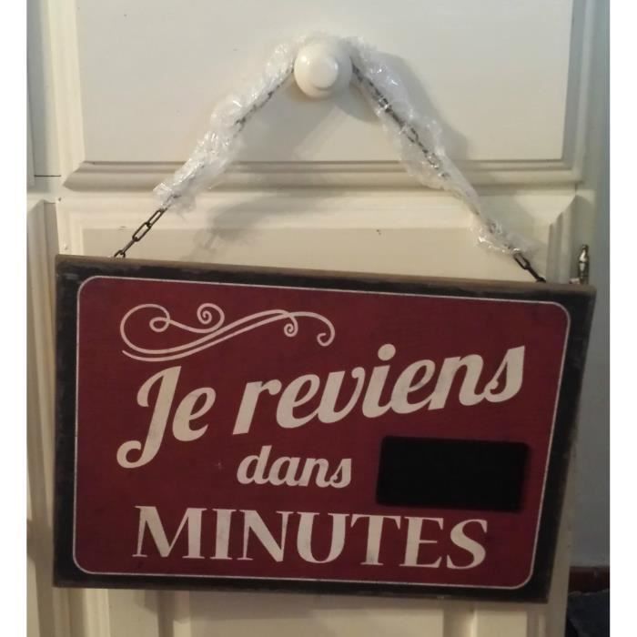 Panneau bois « je reviens dans ,,,minutes »27*40 cm - Cdiscount Maison Panneau bois « je reviens dans ,,,minutes »27*40 cm - Cdiscount Maison