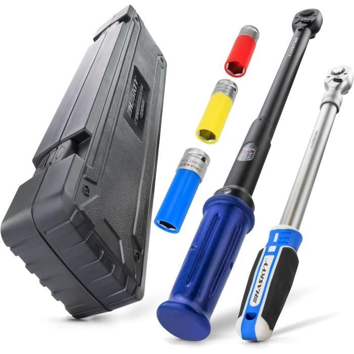 Clé dynamométrique 1-2" 40-210 Nm avec cliquet télescopique 460-610 mm ...