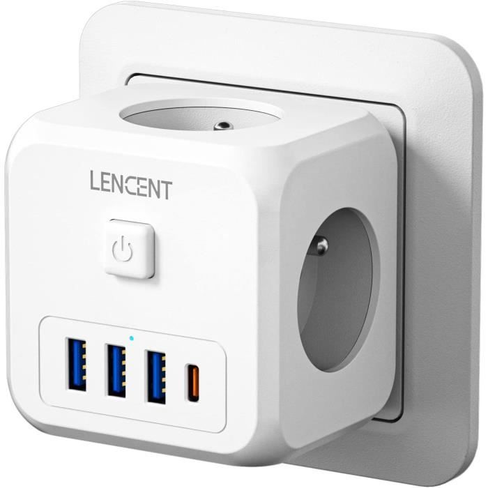 Prise USB Secteur Multiple Murale Cube, 7 en 1 Chargeur USB Multiprises ...