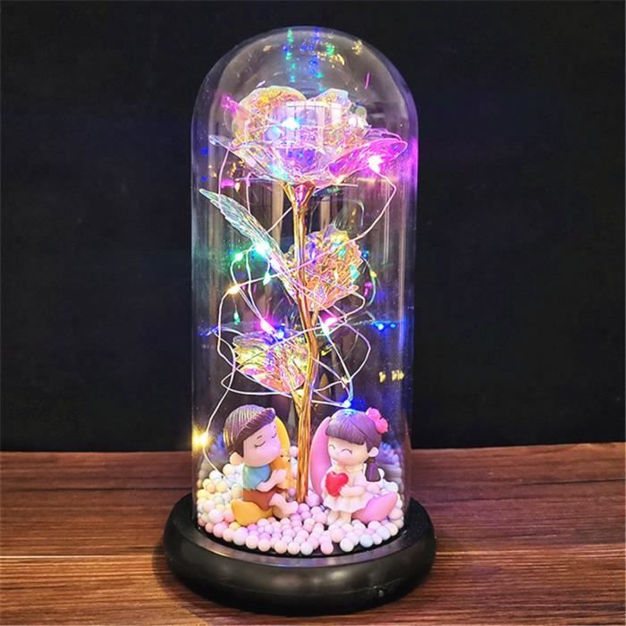 Lampe Led Rose Éternelle En Feuille De Verre, Décoration Pour La Maison ...