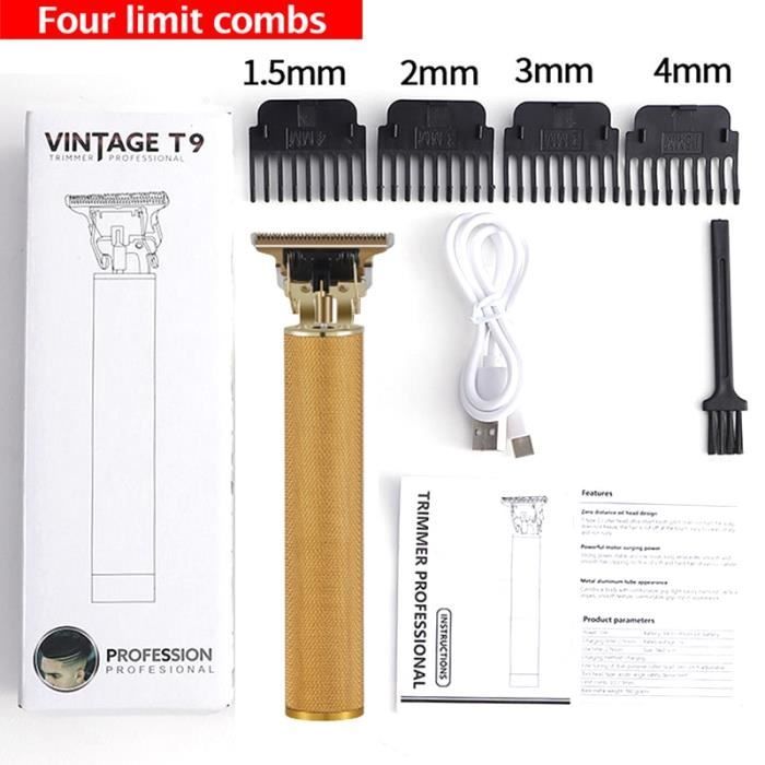 Ensemble B Tondeuse à cheveux électrique professionnelle T9 Rechargeable par USB, rasoir sans ...