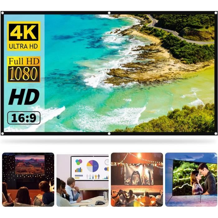 Écran De Projection 60-72-84 Pouces, 16: 9 Hd Pliable Anti-Froissement ...