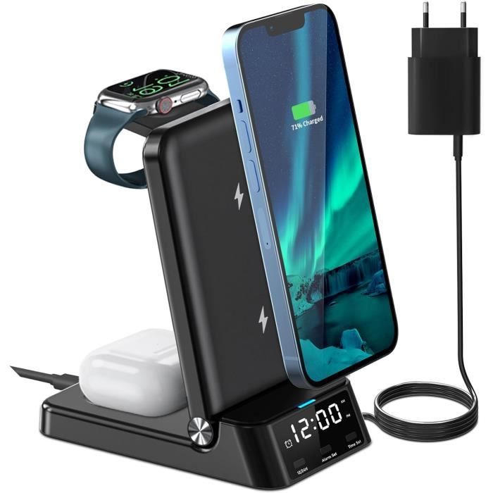 Chargeur Induction Avec Réveil, 4 En 1 Chargeur Induction Stand Pliable ...