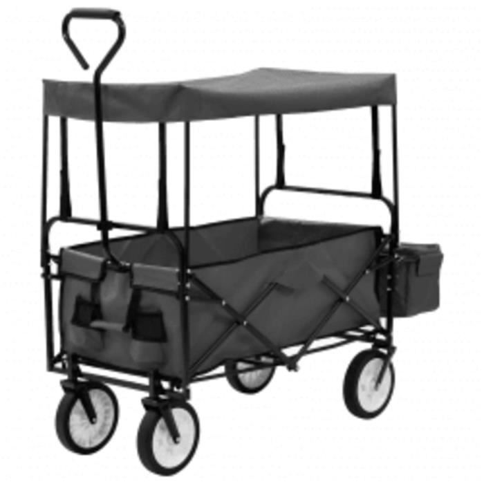FDIT Chariot à main pliable avec toit Acier Gris - FDI7596638769523 ...