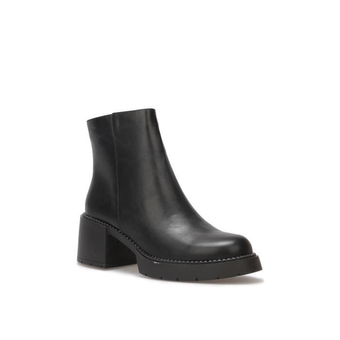 Bottines Femme - Marque - Talon et Plateforme Crantés - Noir ...