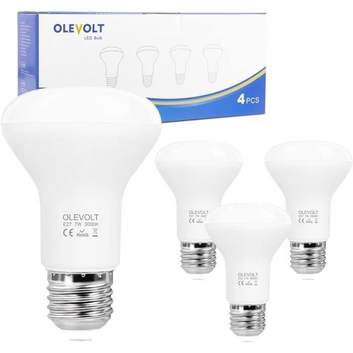 R63 Ampoules Led E27 3000K, 7W Équivalent Halogène 60W, E27 Led Spot ...