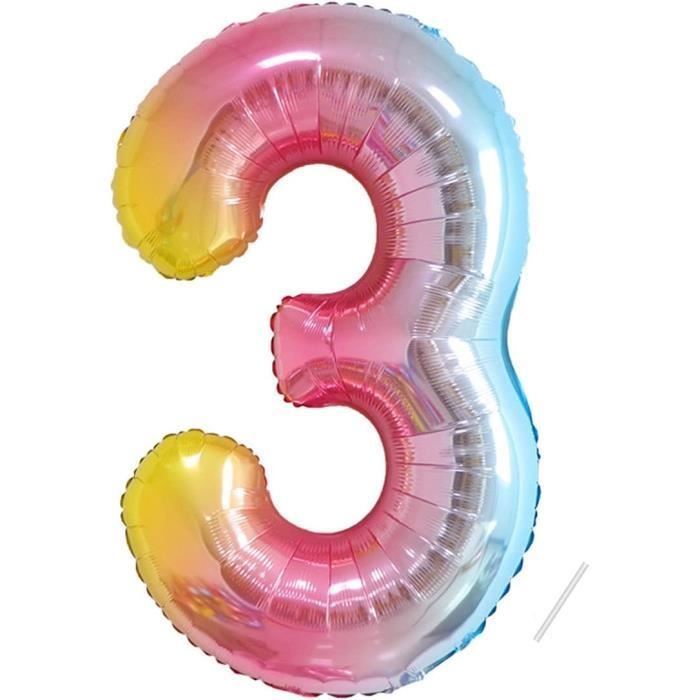 Numéro De Ballon 3 E Anniversaire|Ballon Arc-En-Ciel Géant 40" - 101Cm ...
