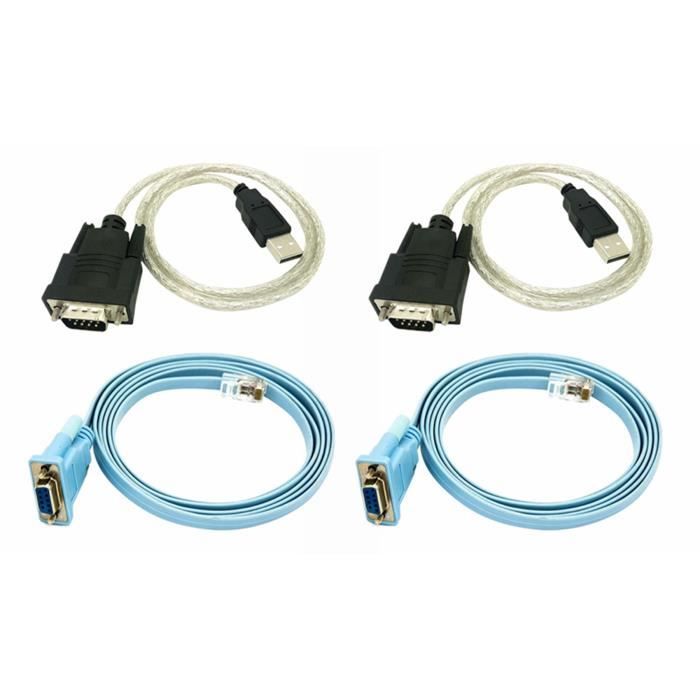 2X Câble RéSeau RJ45 Câble Série Rj45 Vers DB9 et RS232 Vers USB (2 En ...